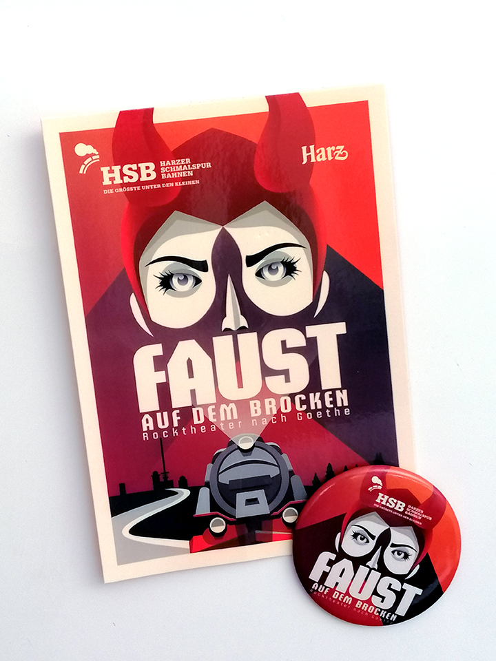 Harzer Schmalspurbahnen | Postkarte Faust mit Anstecker + Magnet