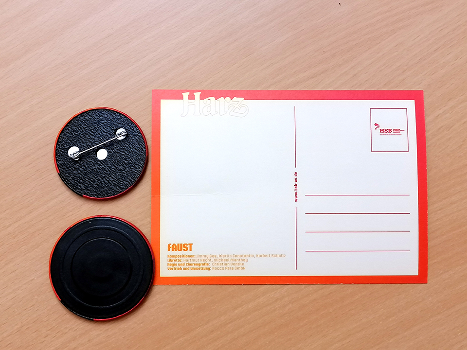 Harzer Schmalspurbahnen | Postkarte Faust mit Anstecker + Magnet